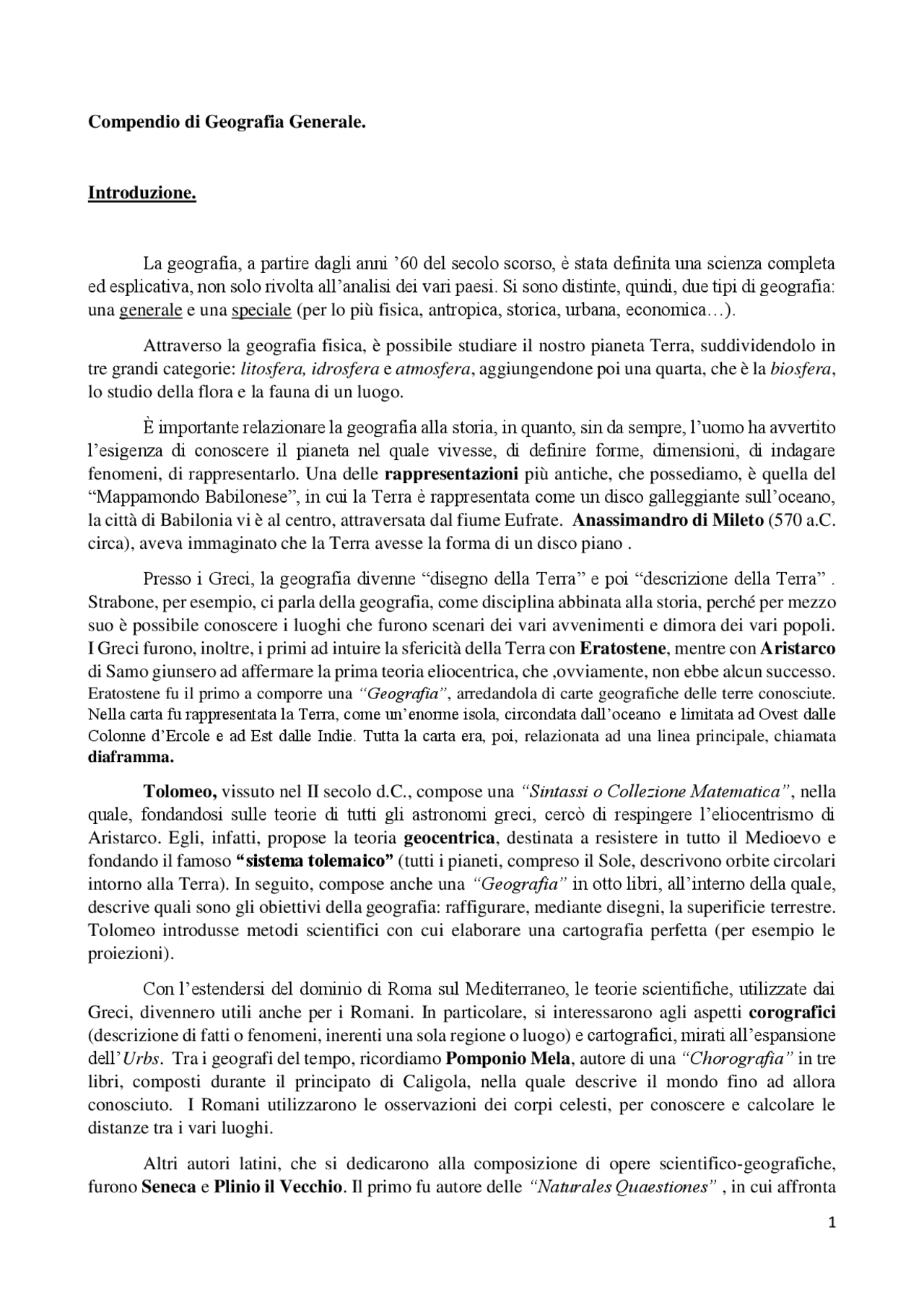 Compendio Di Geografia Generale Docsity