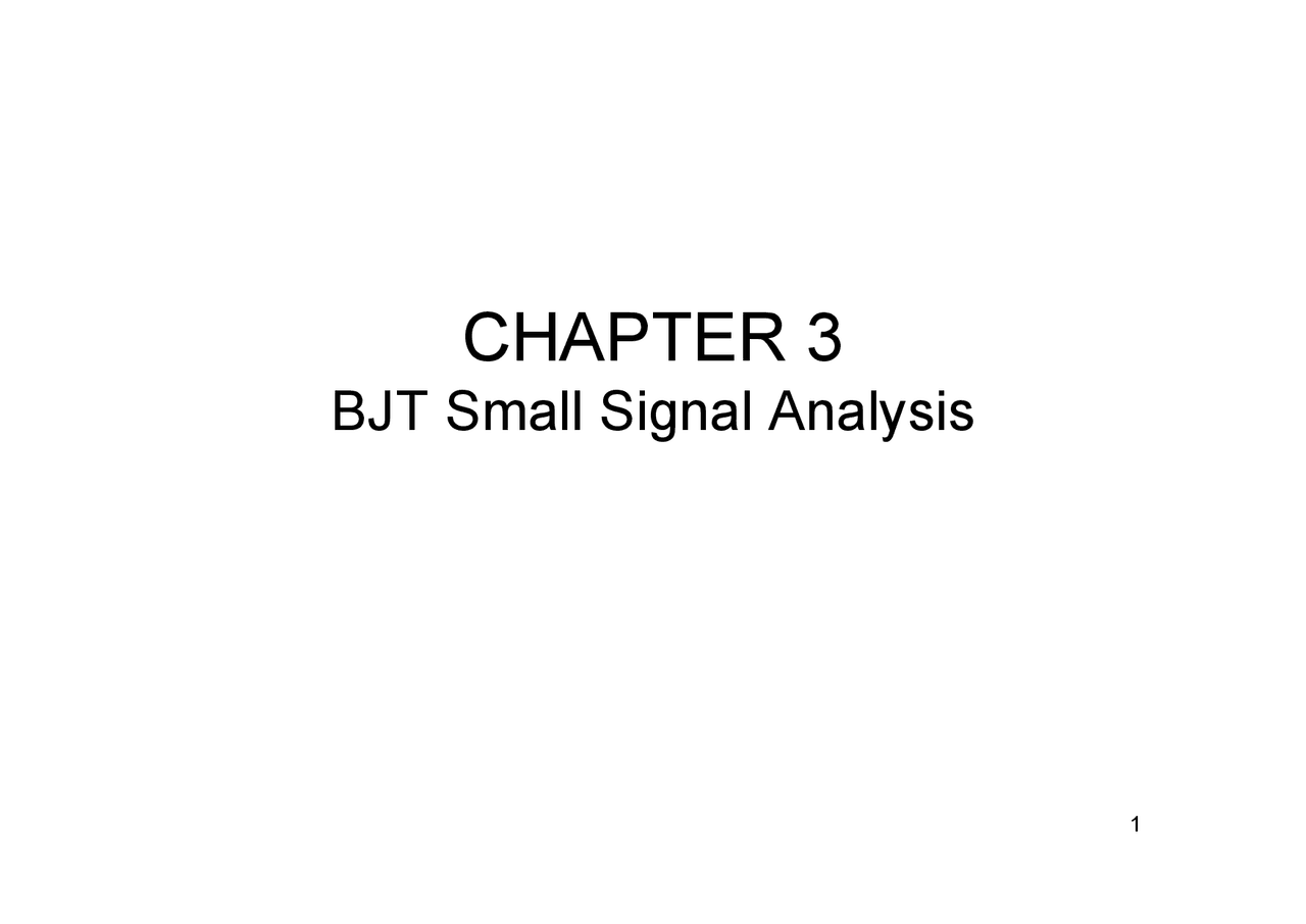 Analog Electronic For Bjt Docsity