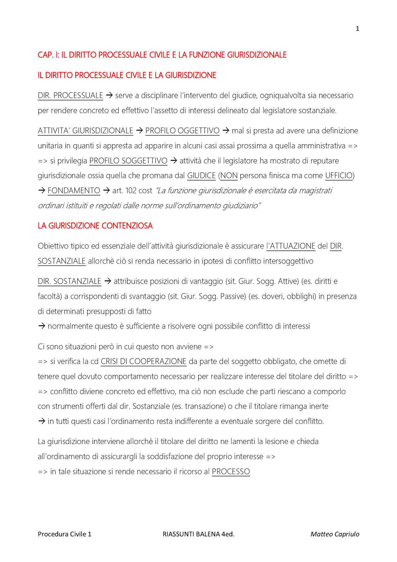 Istituzioni Di Diritto Processuale Civile Balena Docsity