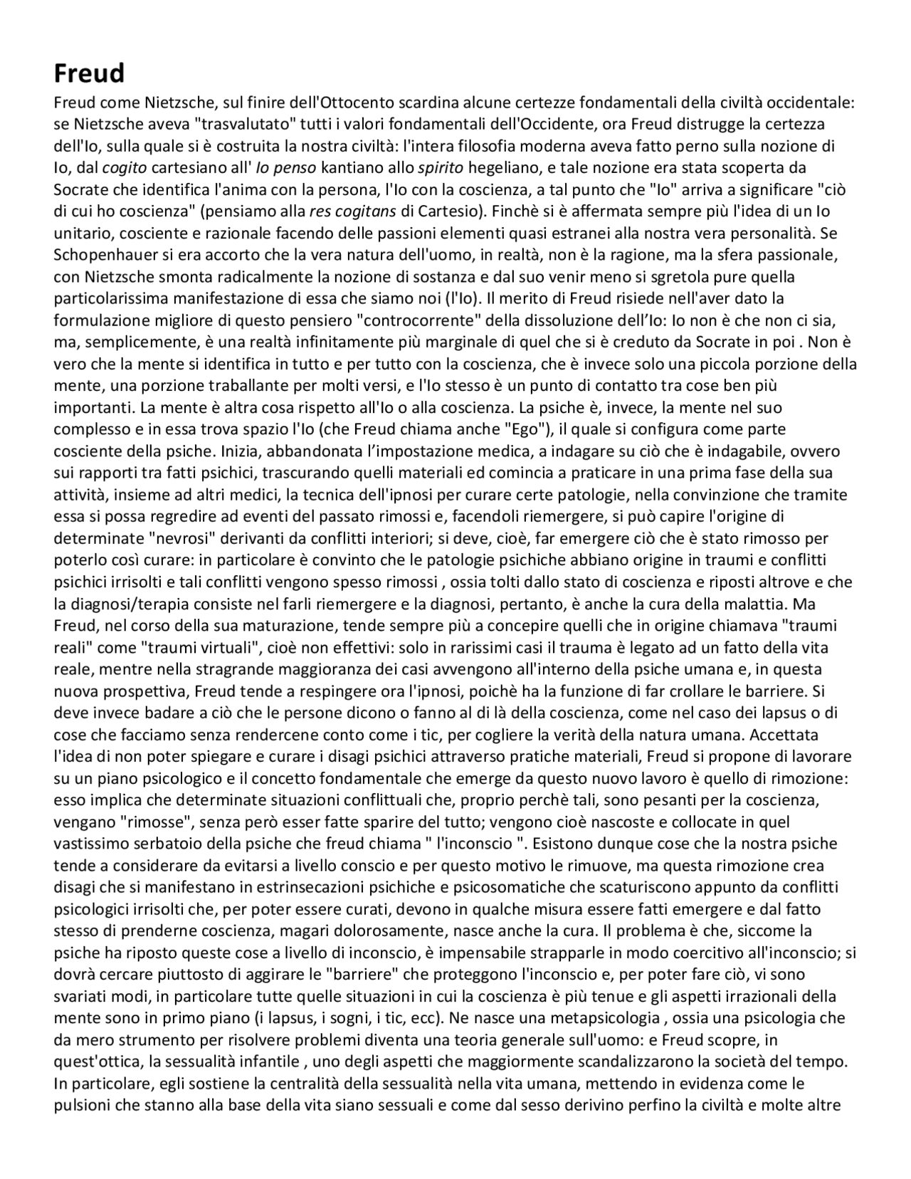 Freud Appunti Filosofia Docsity