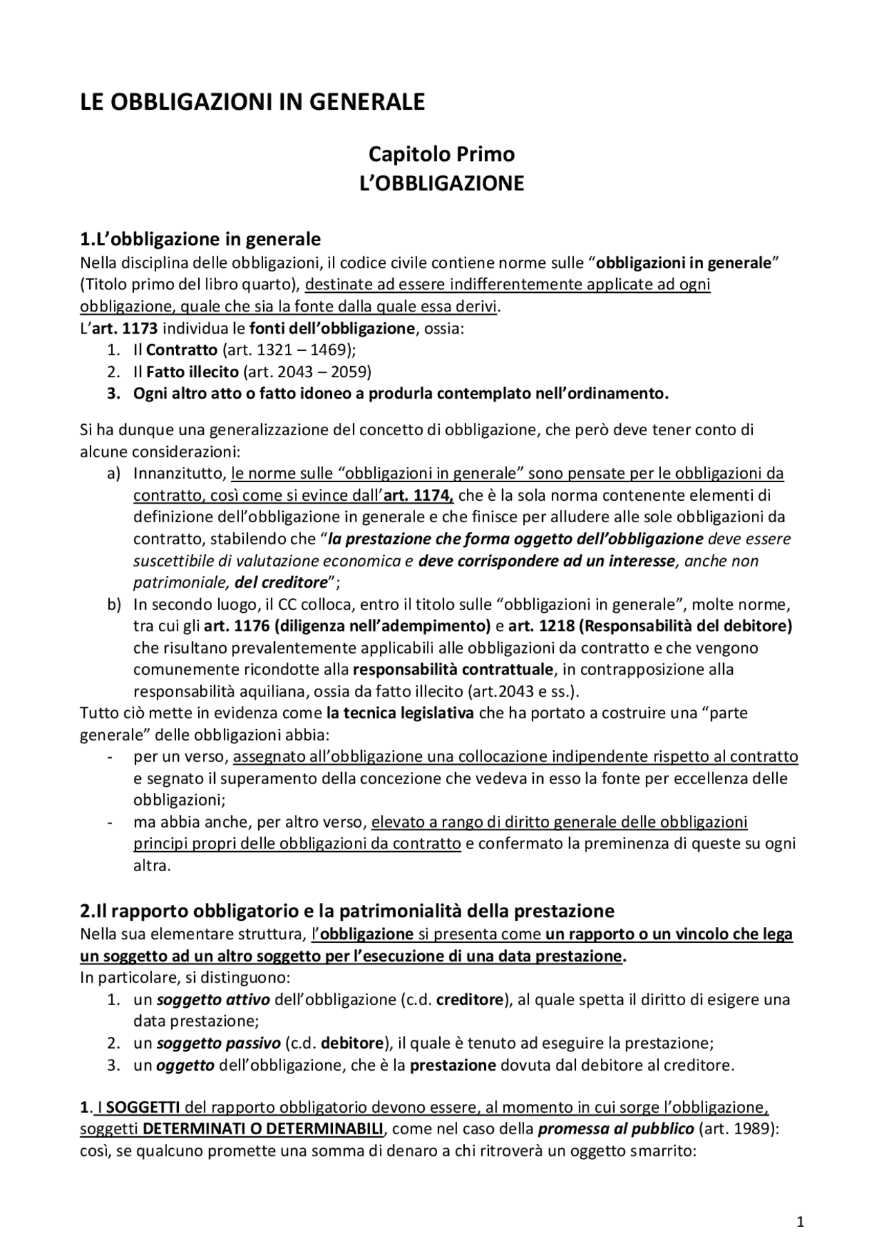 Riassunto Completo Del Libro Obbligazioni In Generale Galgano Docsity