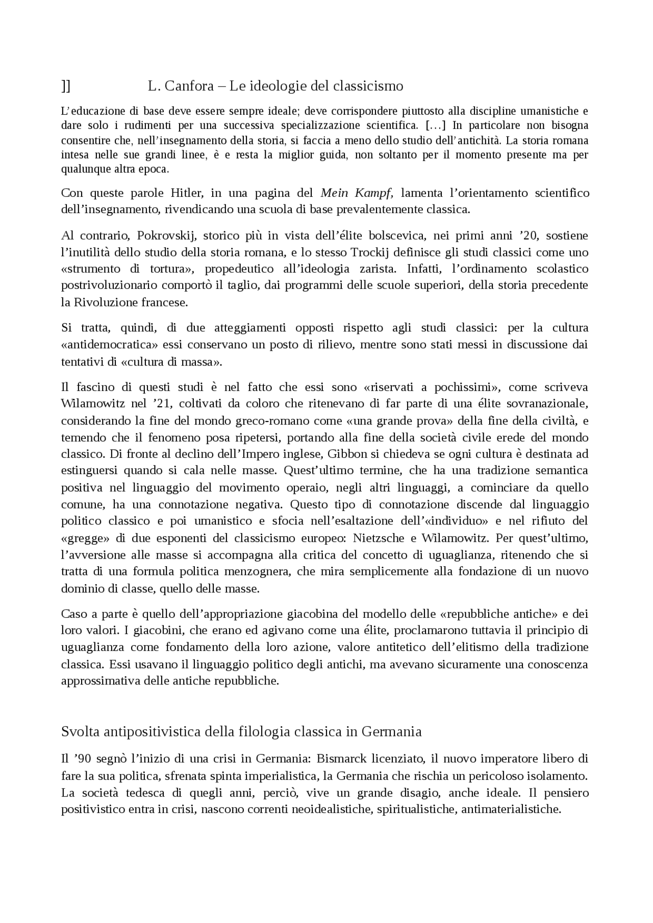 Le Ideologie Del Classicismo Appunti Di Lingua Latina Docsity