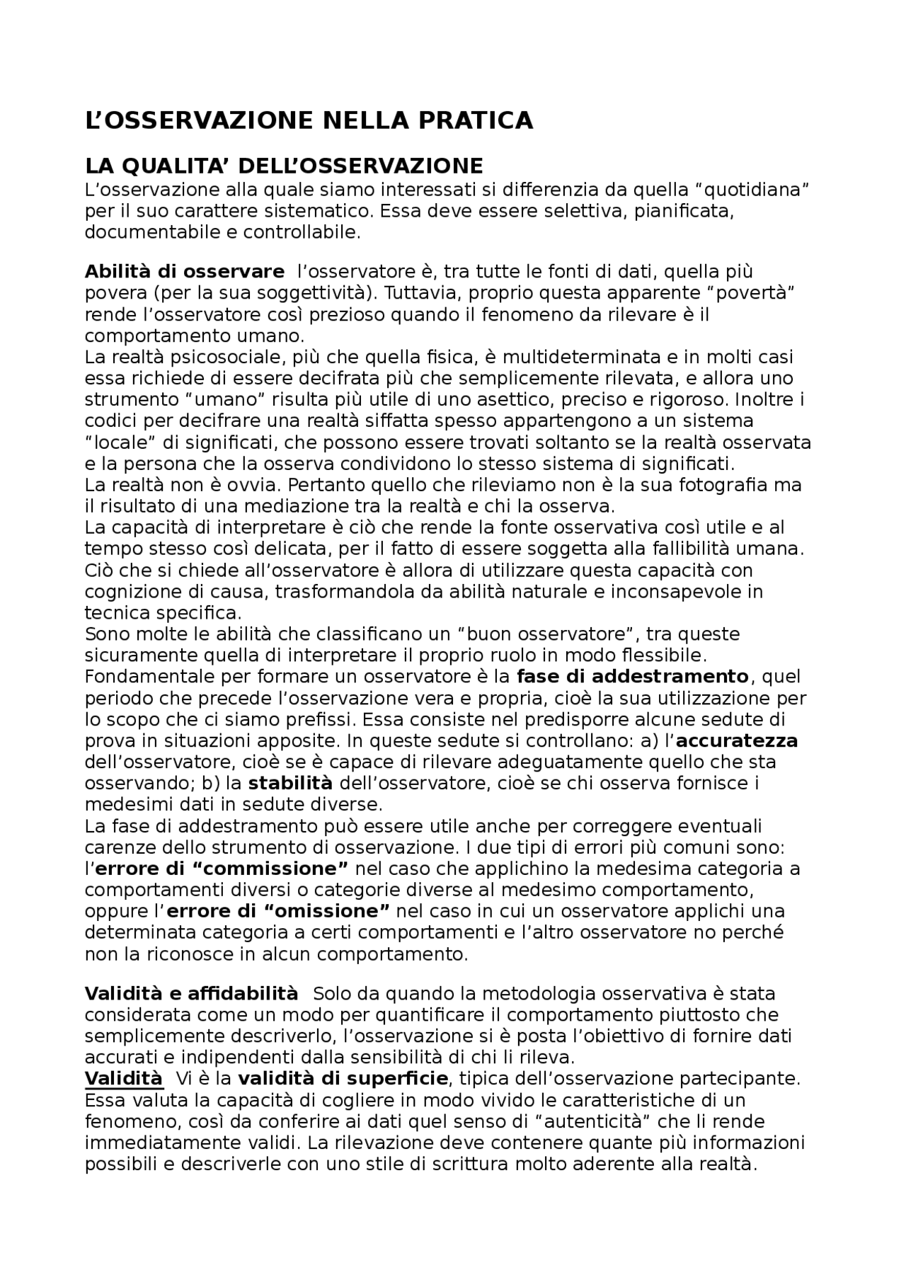 Osservare Il Comportamento Del Bambino Docsity
