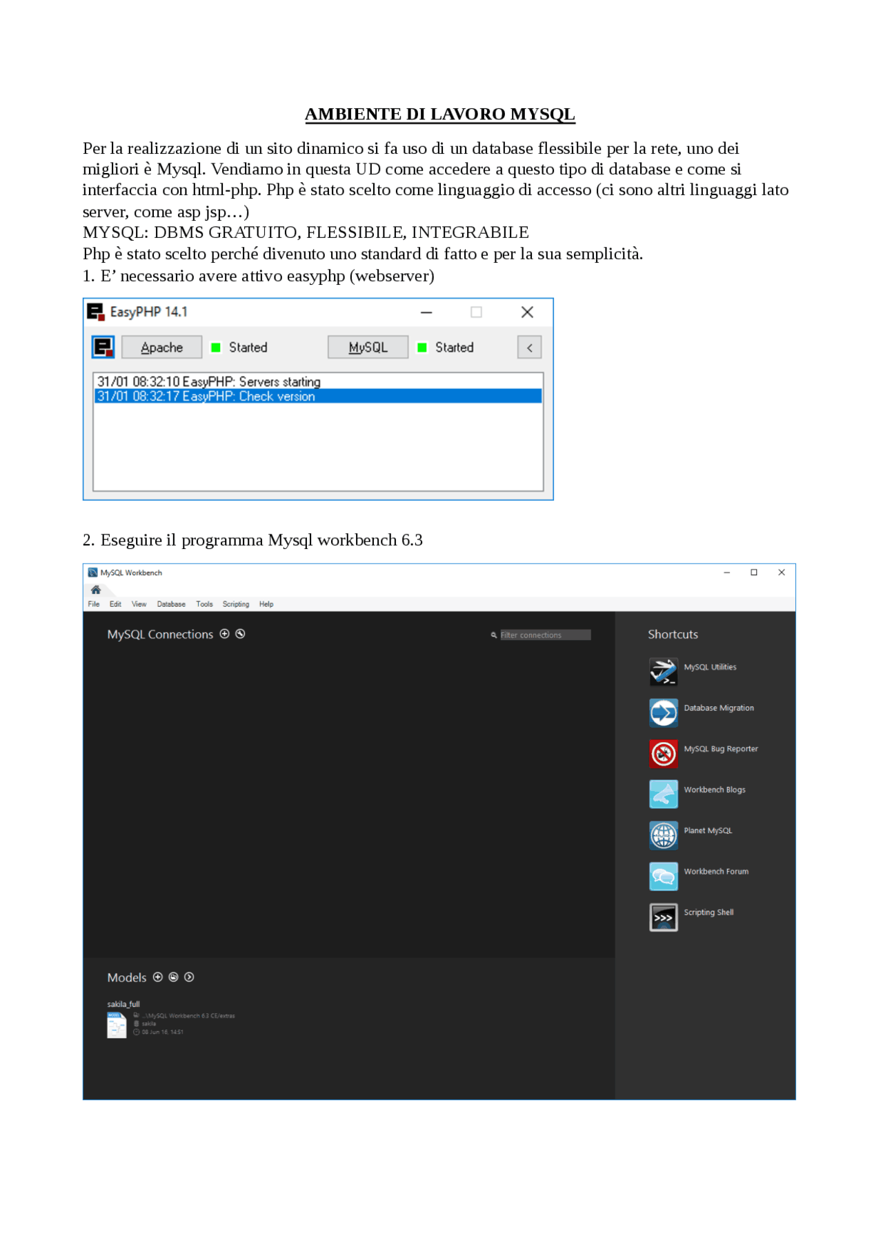 Ambiente Di Lavoro Mysql Docsity