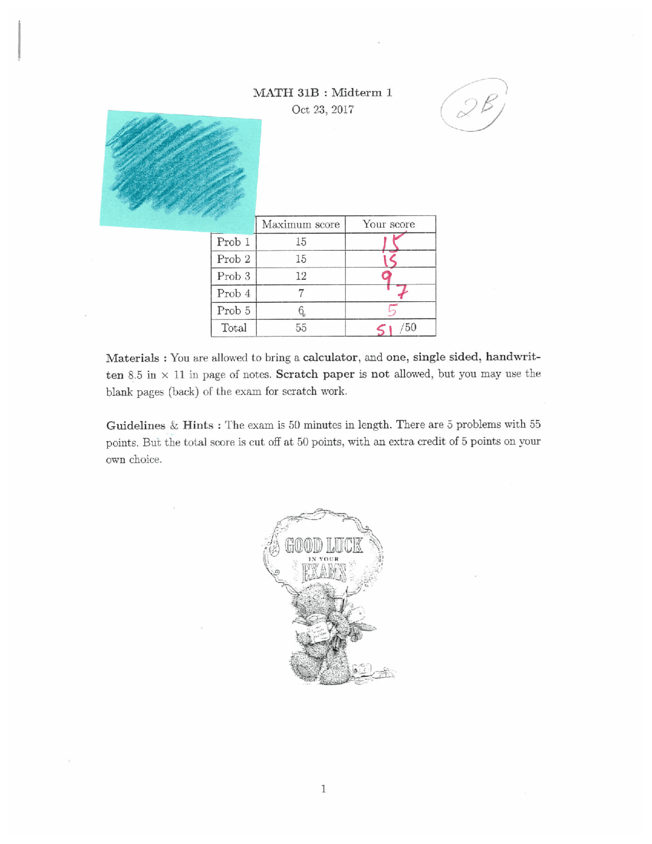 Midterm Exam 1 With Solutions Integration And Infinite Series Math