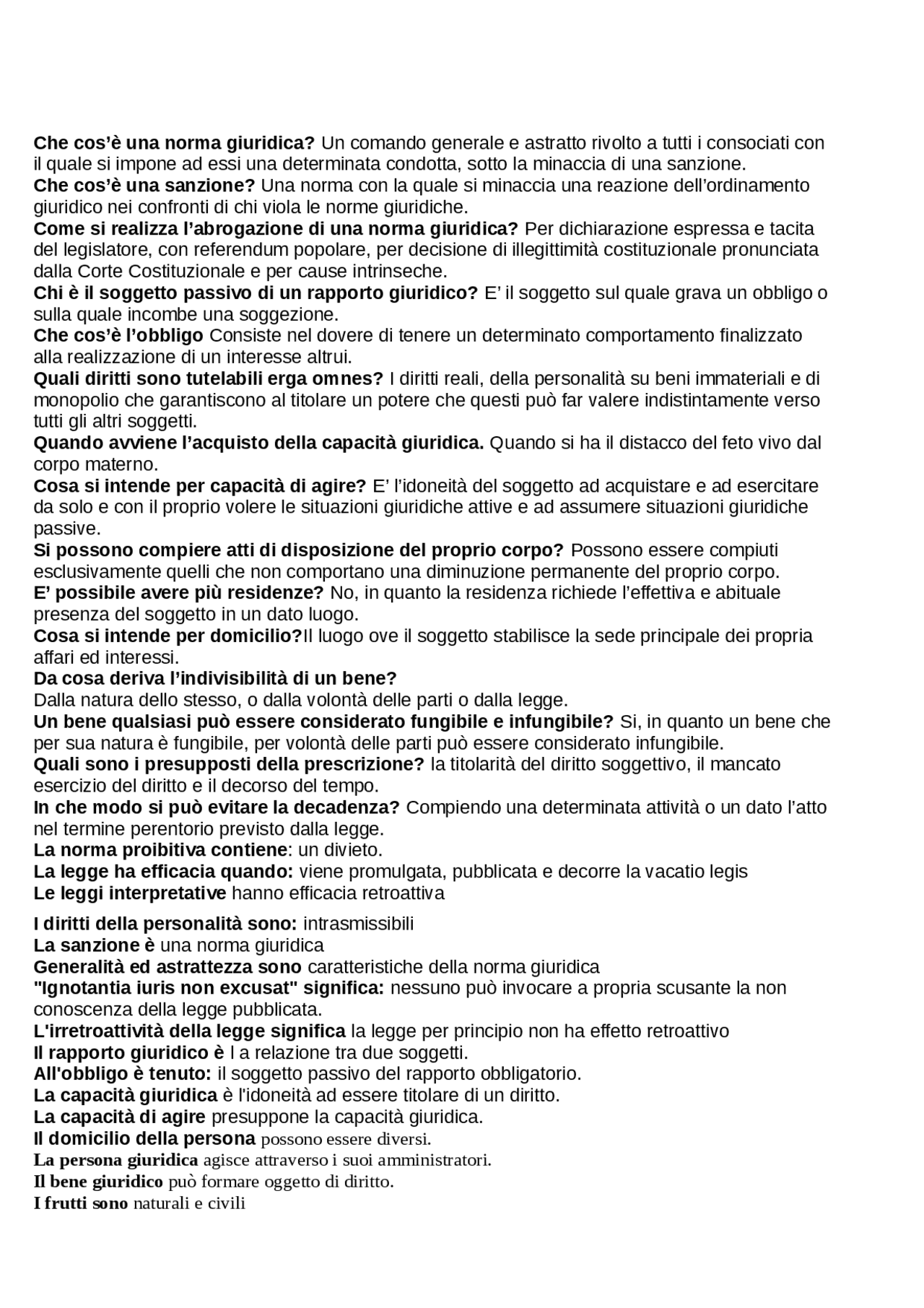 Test Diritto Privato In Word Docsity
