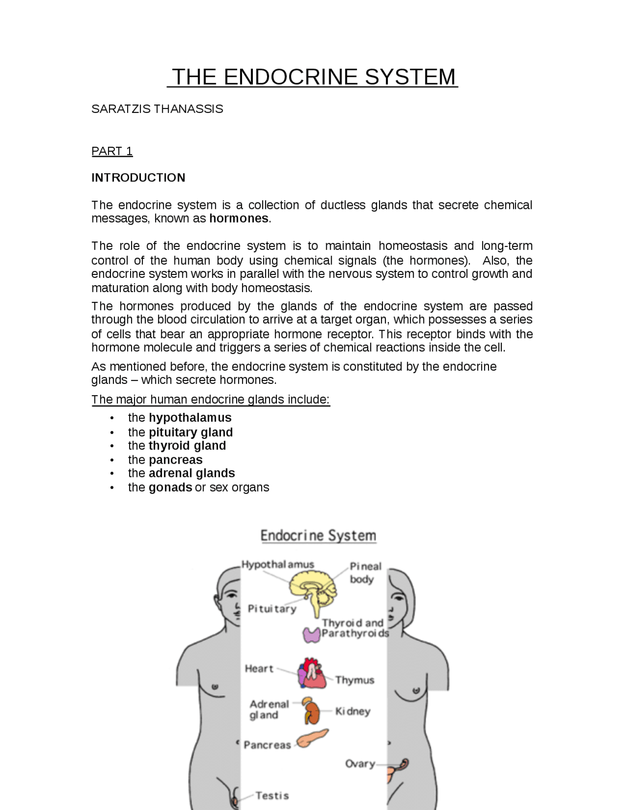 Endocrine System Notes Docsity