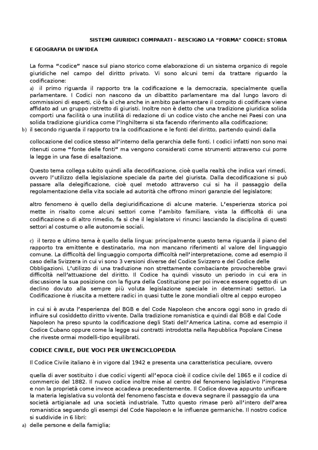 Dispensa Rescigno Codici Docsity