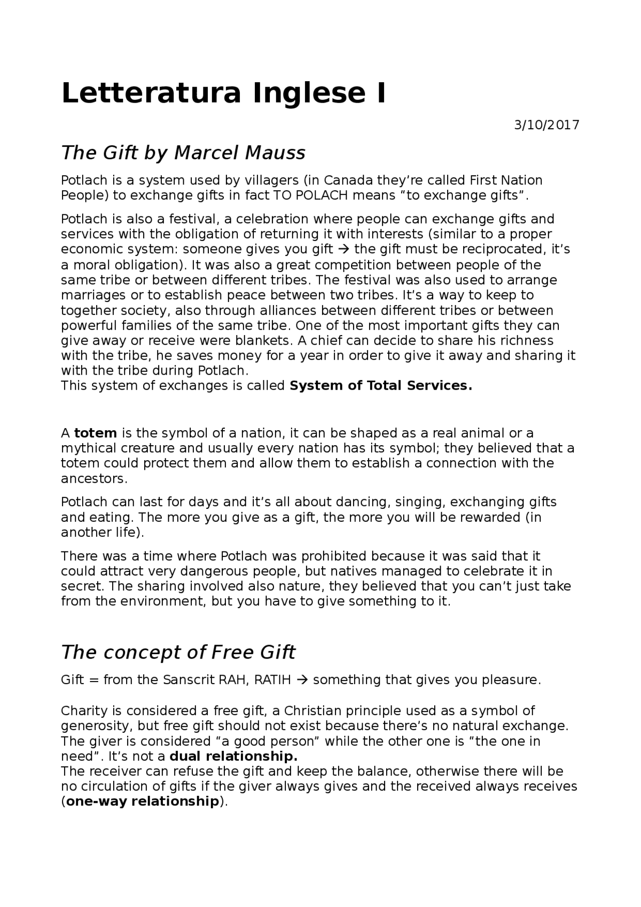 Marcel Mauss The T Docsity