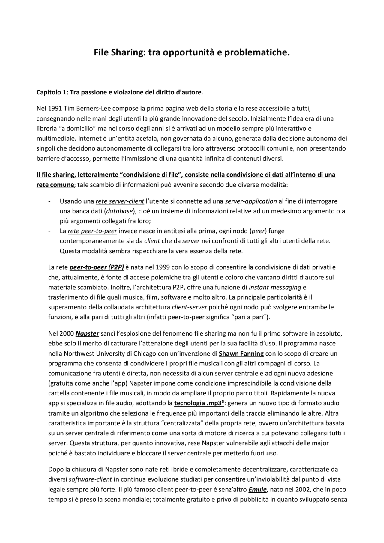 File Sharing Tra Opportunità E Problematiche Docsity