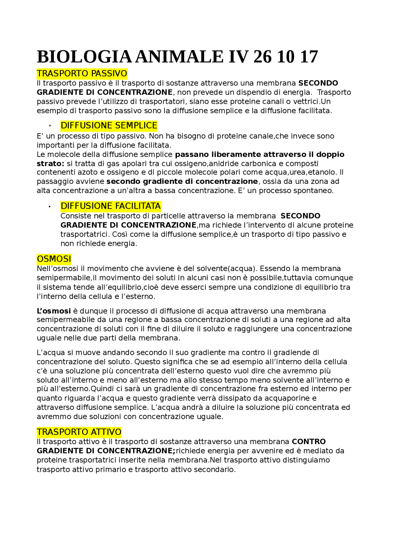 BIOLOGIA ANIMALE-riassunto per corso di ctf - Docsity