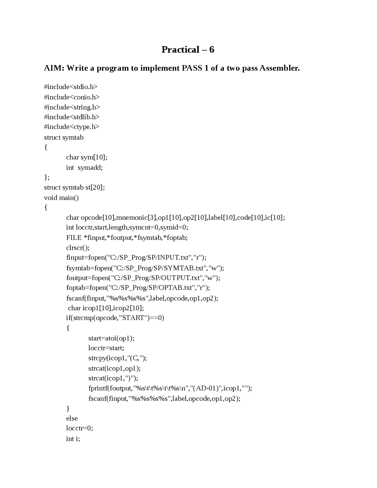 Pass-I of Assembler in Two pass Assembler (code) | Study notes System ...