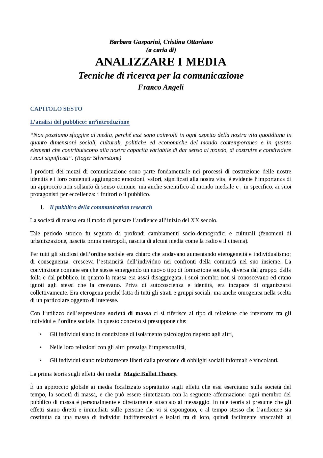 Analizzare I Media Riassunto Docsity