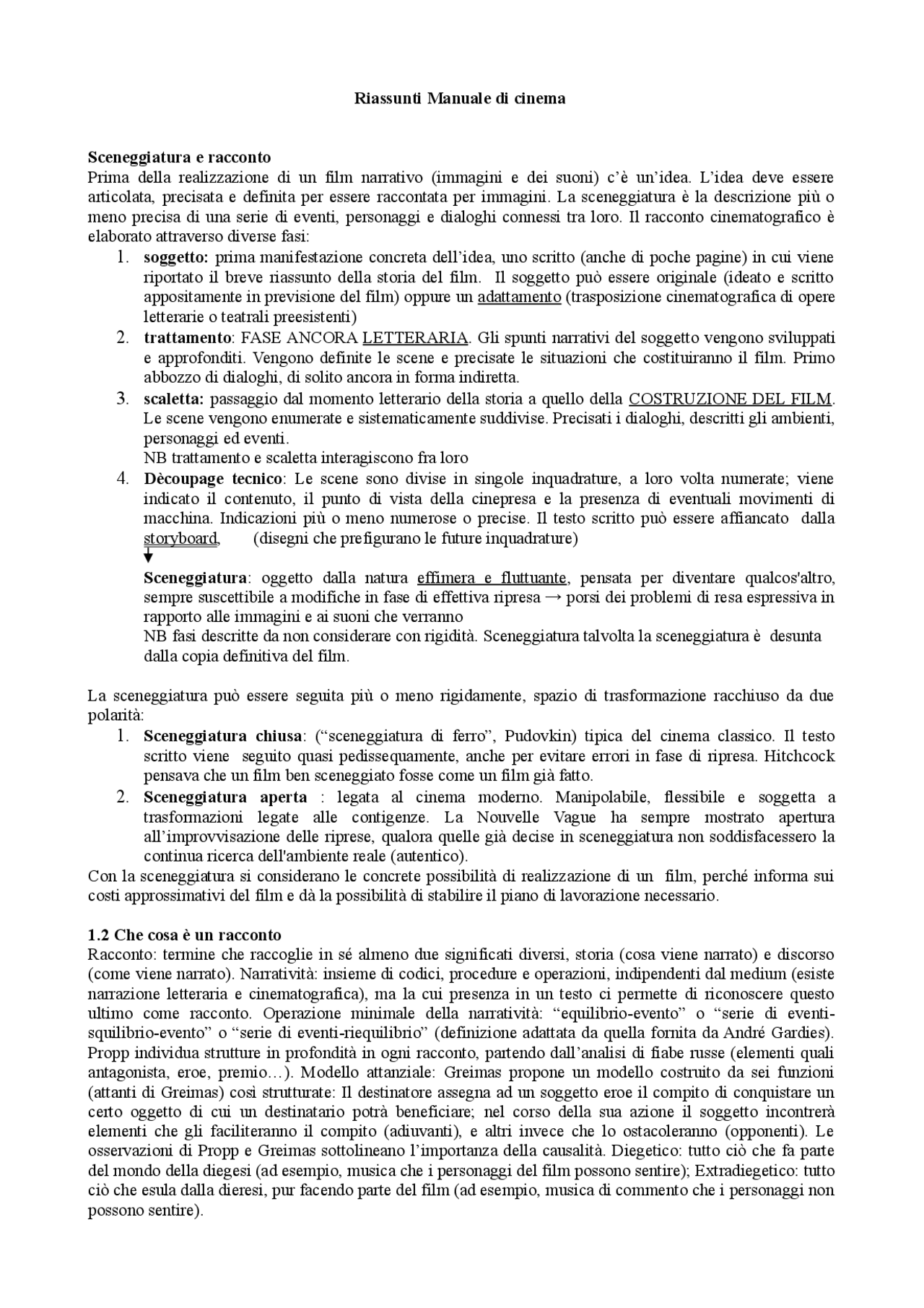 Manuale Del Film Rondolino Docsity