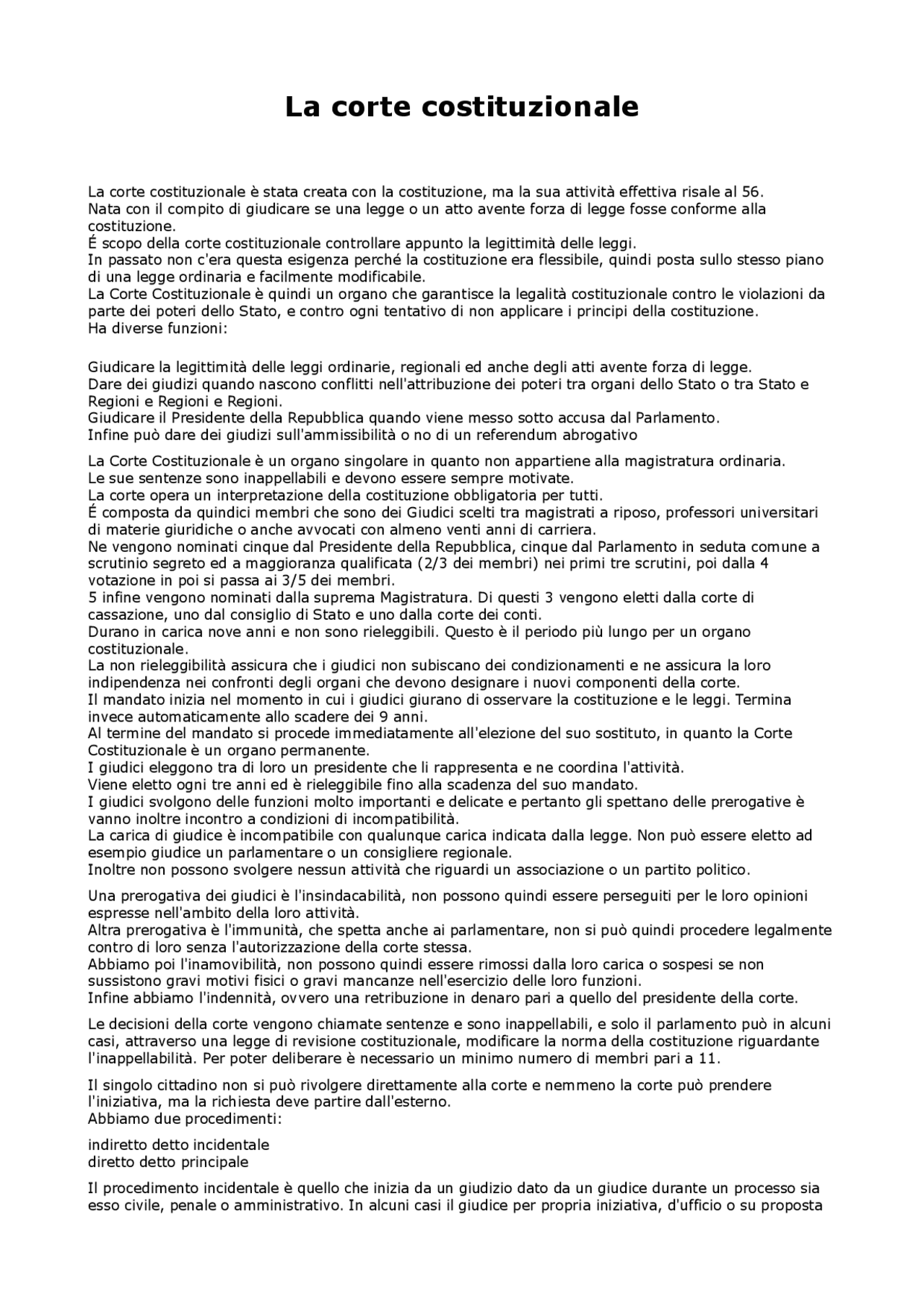 La Corte Costituzionale Riassunto Dellevoluzione Docsity