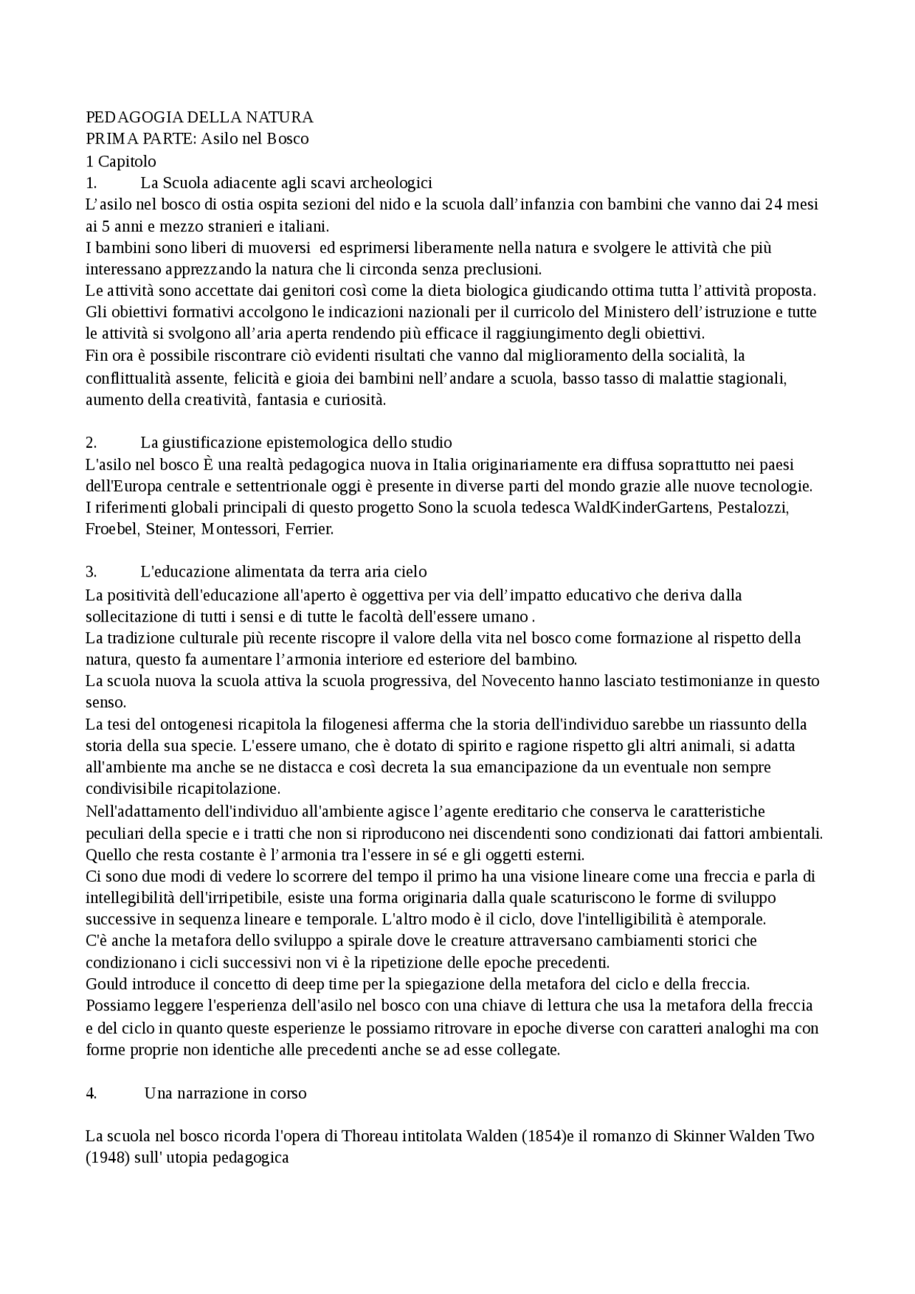 Pedagogia Della Natura Sandra Chistolini Docsity