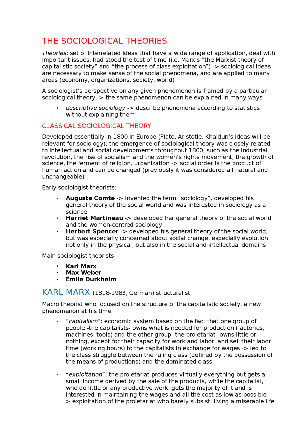 The sociological theories - Docsity