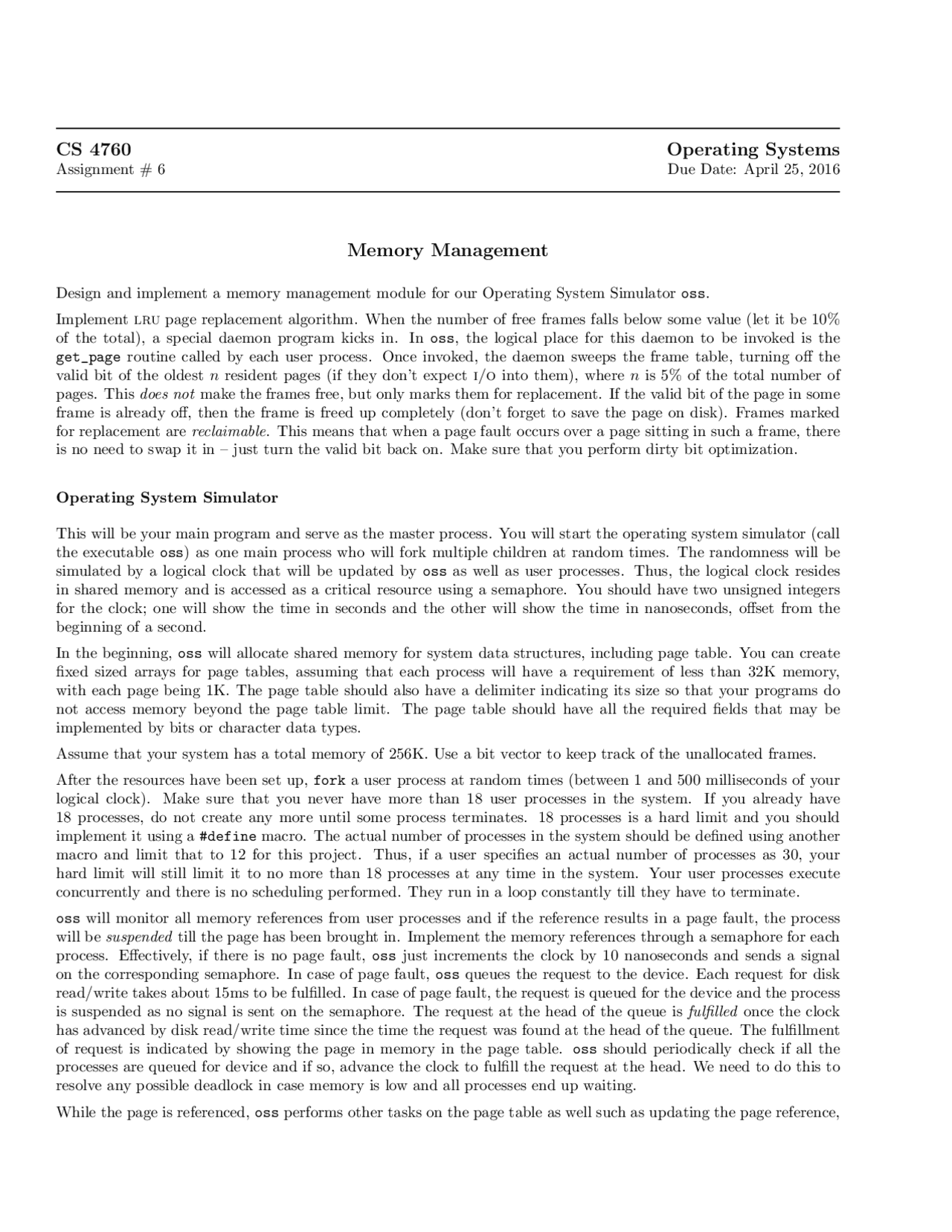 OS assignments | Study Guides, Projects, Research Computer Vision | Docsity