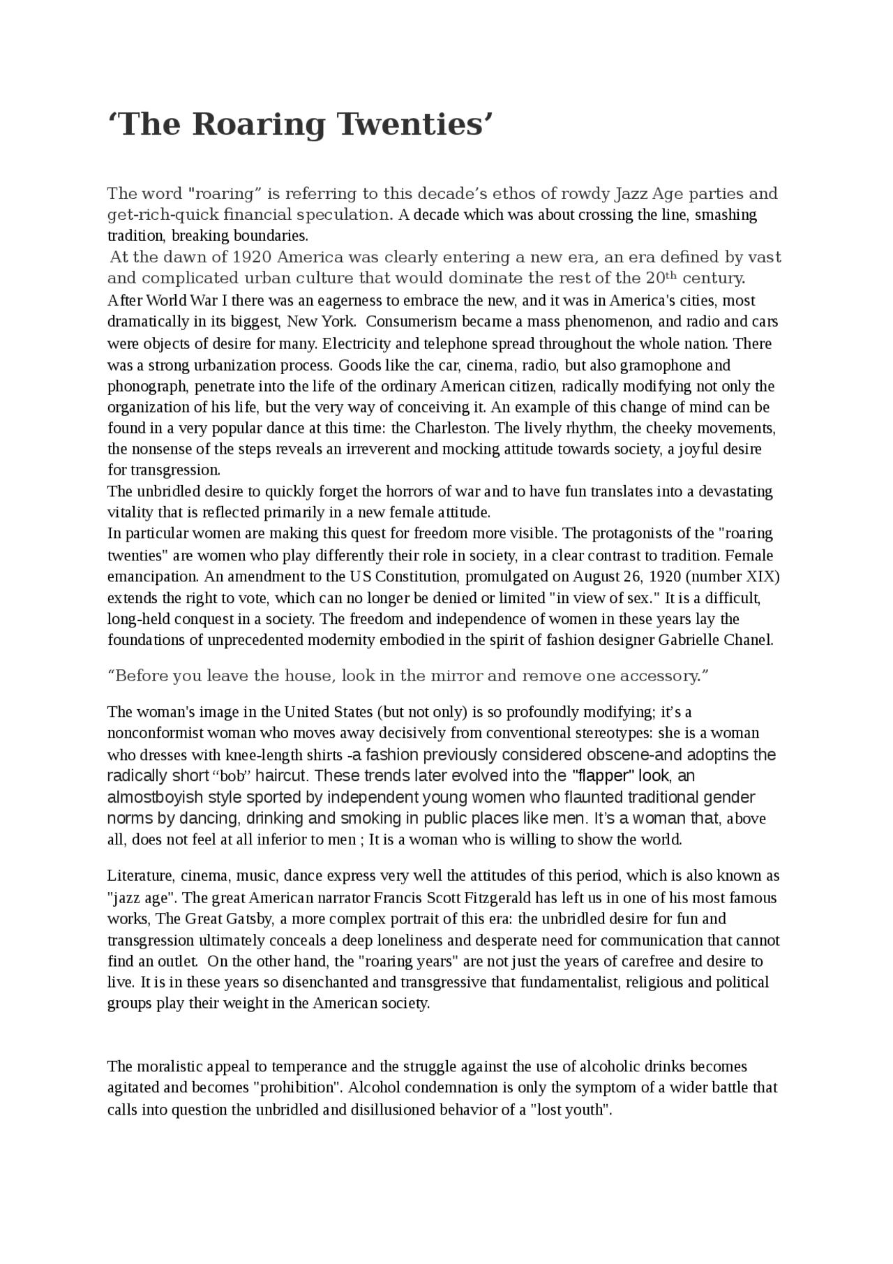 The roaring twenties - Docsity