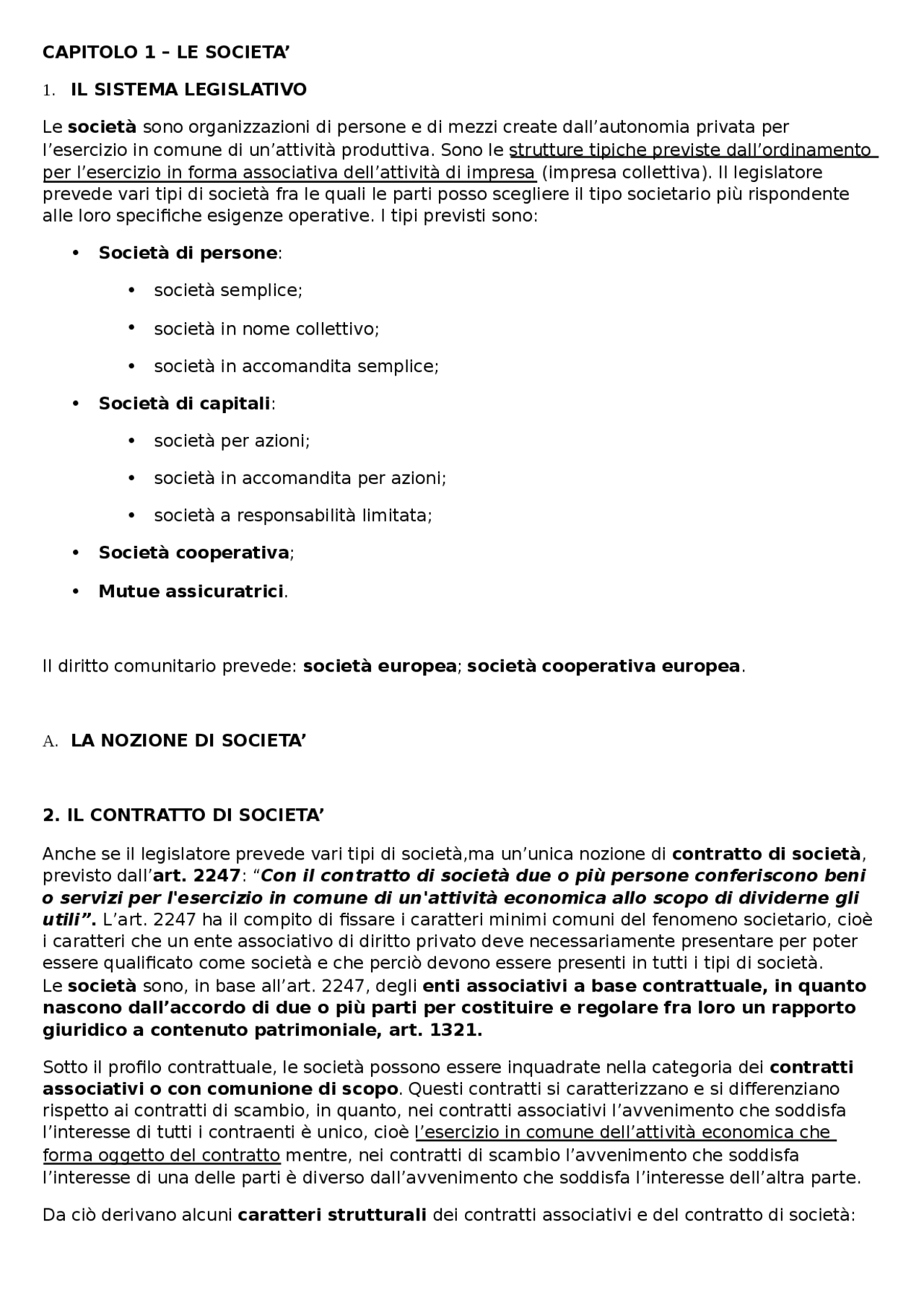 Diritto Delle Società Docsity