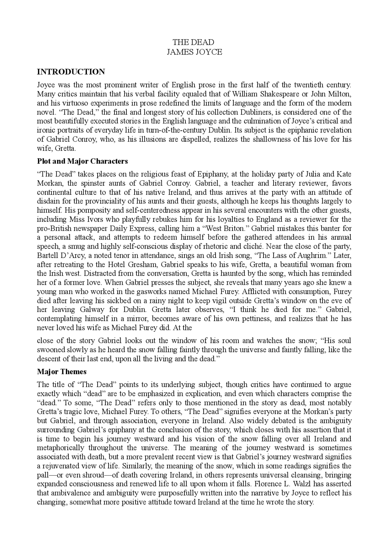 James Joyce-The Dead - Docsity