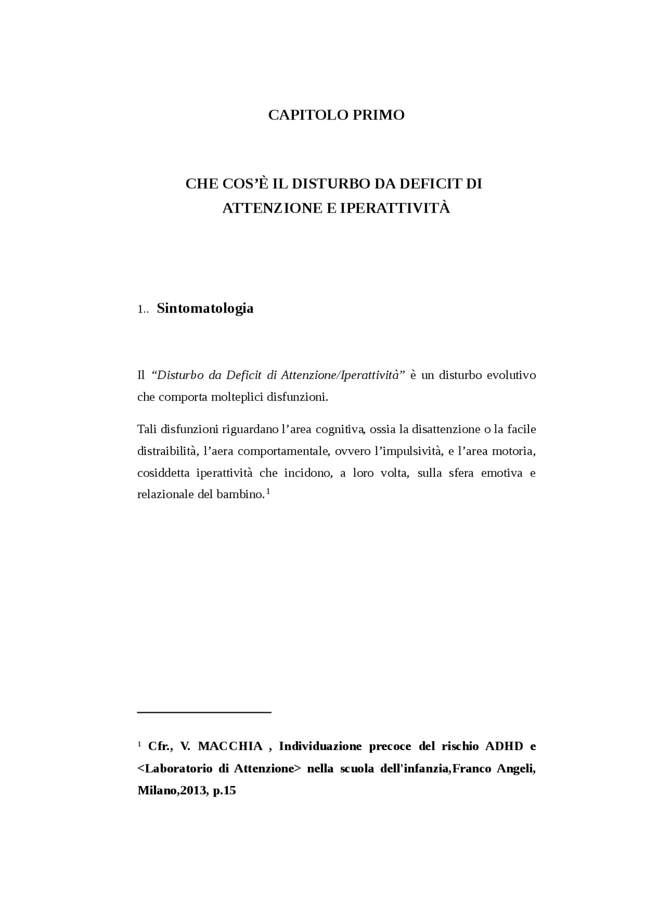 Il Disturbo Da Deficit Di Attenzione E Iperattività Docsity