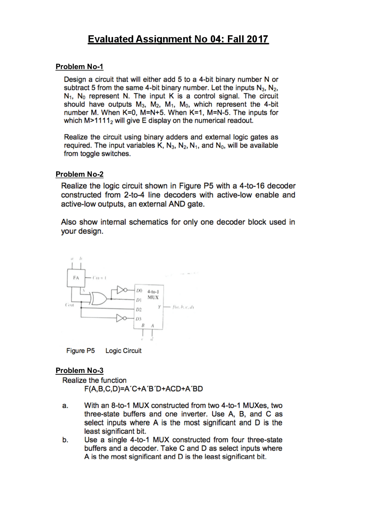 Digitial Logic Design Assignment Docsity