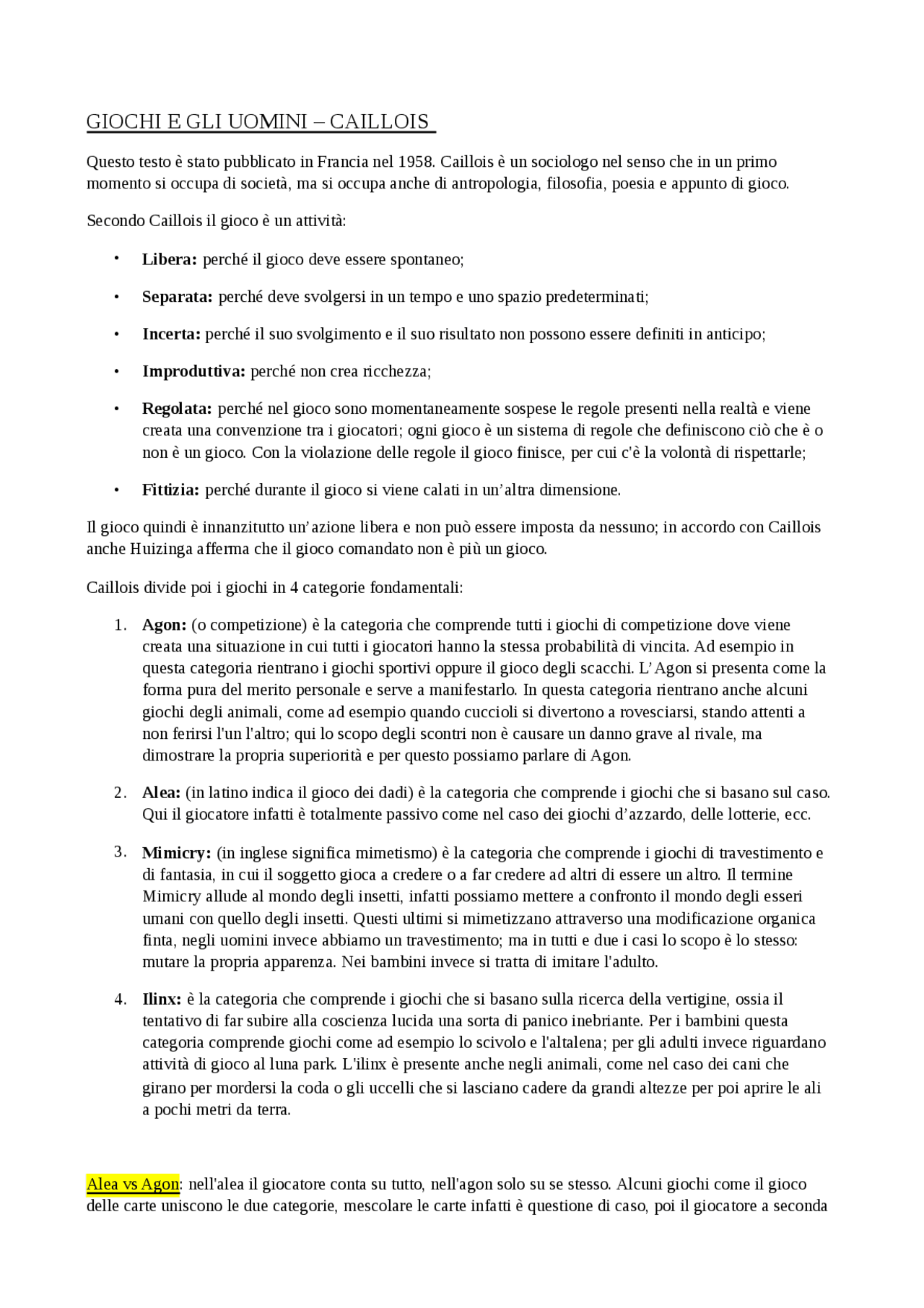 I Giochi E Gli Uomini Docsity