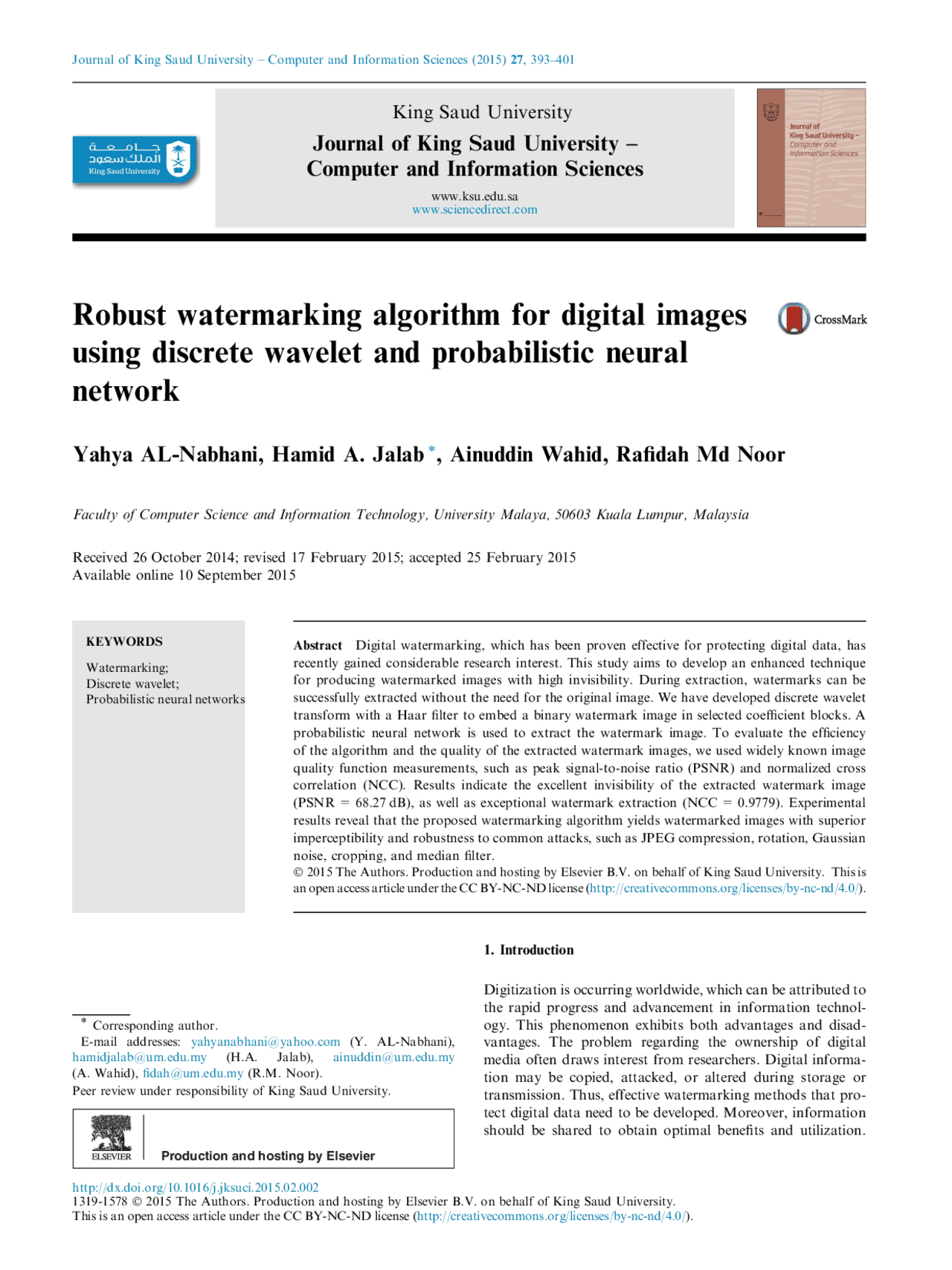 Watermark advanced algorithm - Docsity