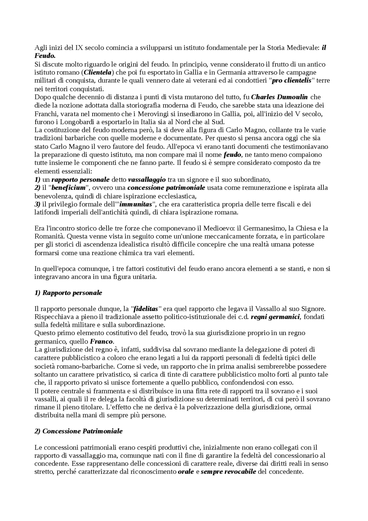 Feudo E Feudalesimo Lezione Del Prof Conte Docsity
