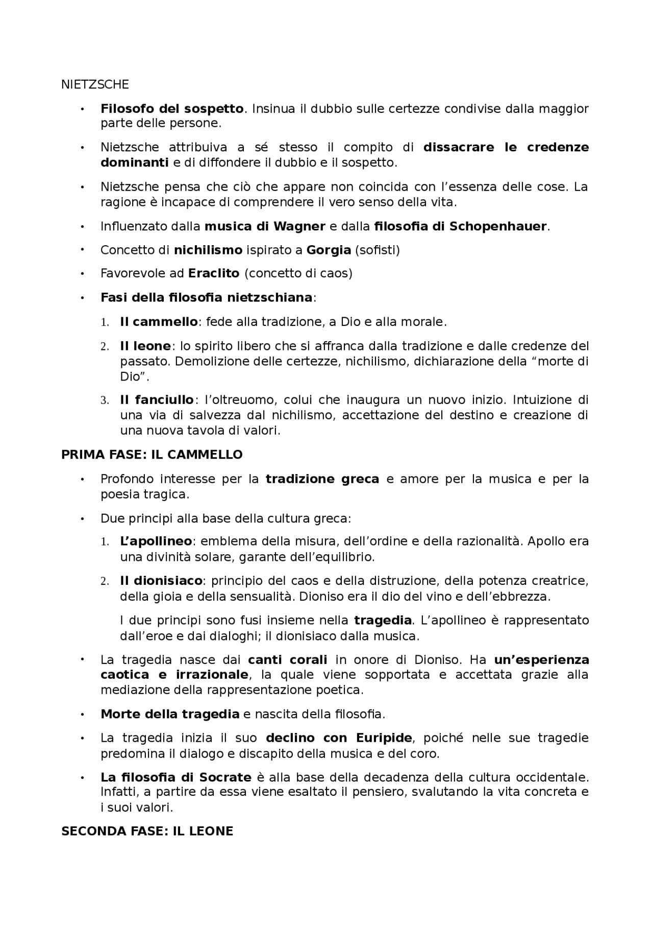 Sintesi Su Friedrich Nietzsche Docsity