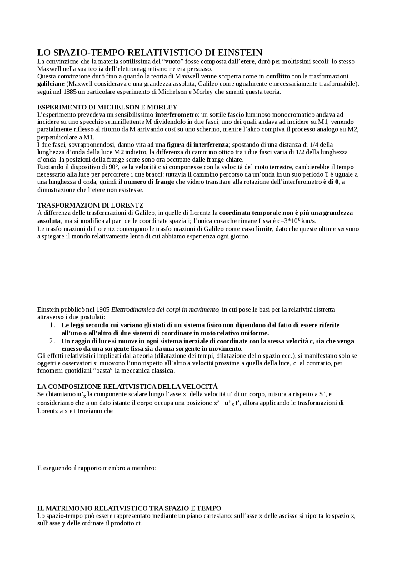 Fondamenti Relatività Docsity