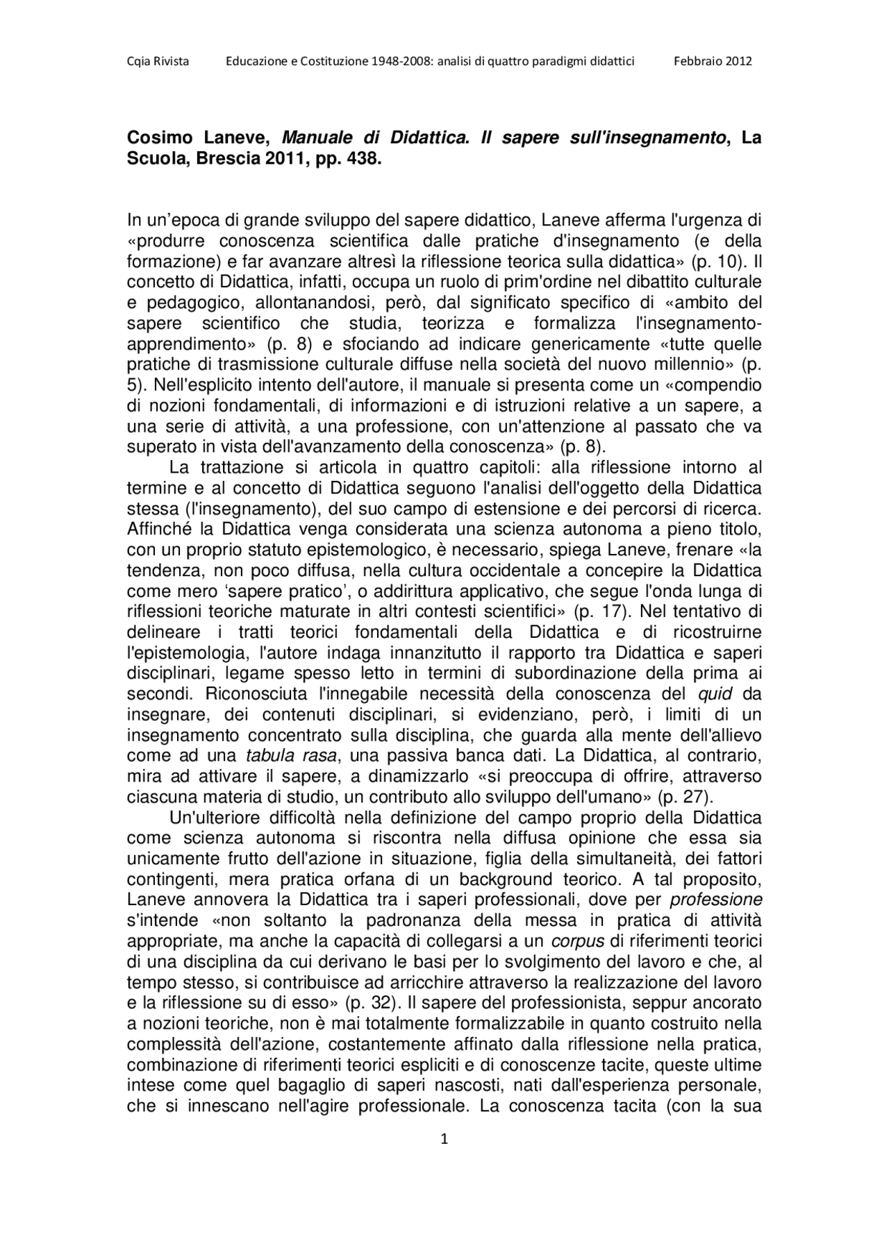 Cosimo Laneve Manuale Di Didattica Docsity