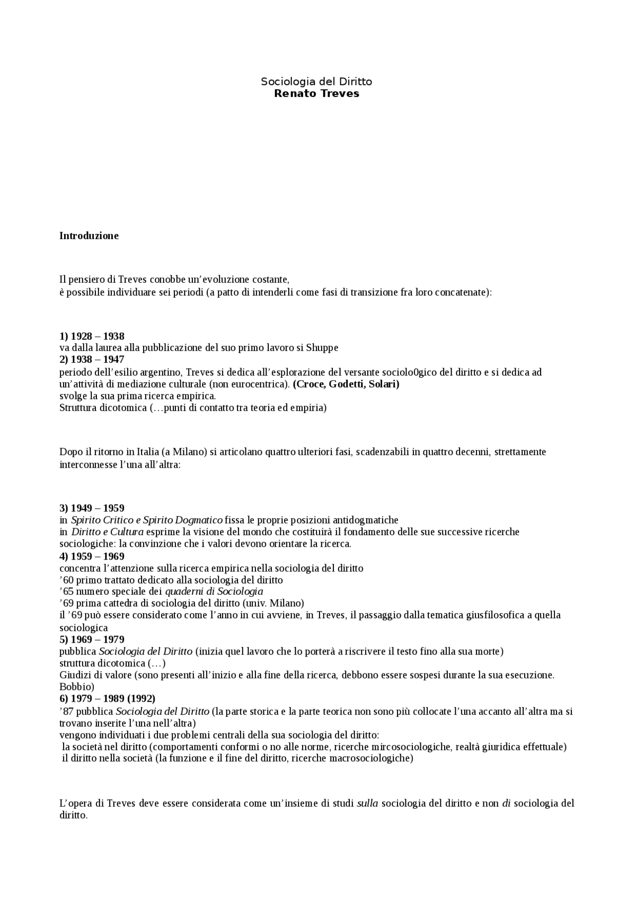 Renato Trèves (origini, ricerche, problemi) | Sintesi del corso di ...