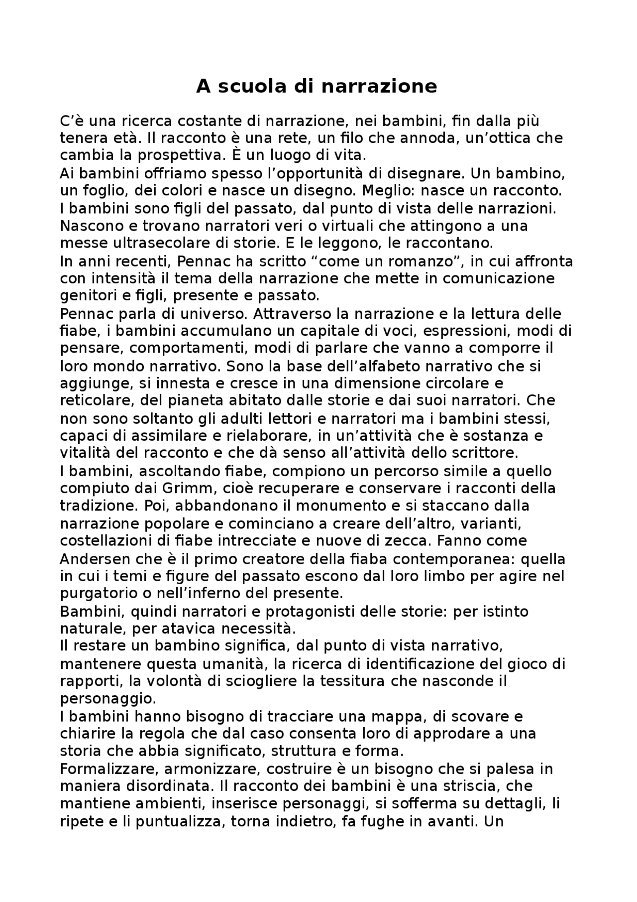 A Scuola Di Narrazione Docsity