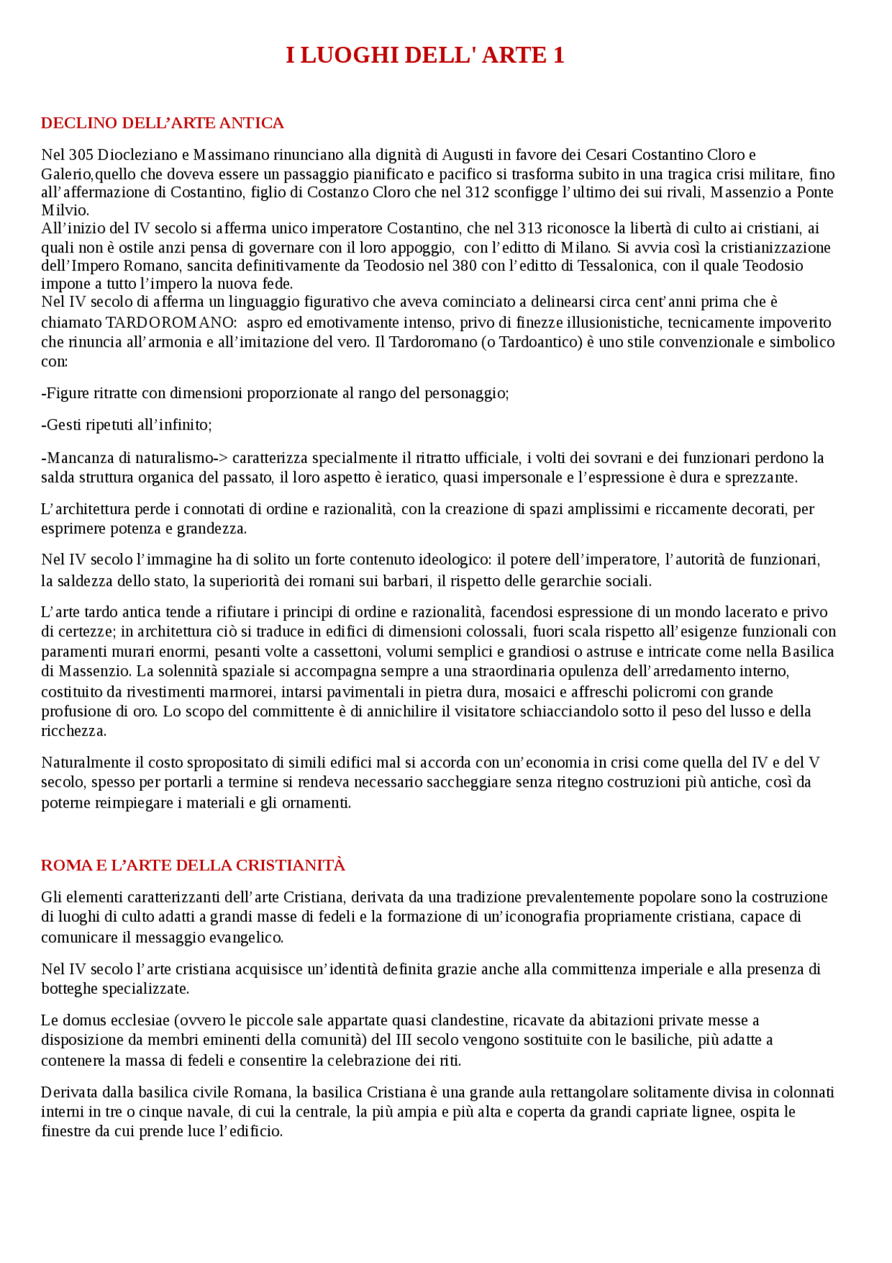 I Luoghi Dellarte Riassunto Docsity