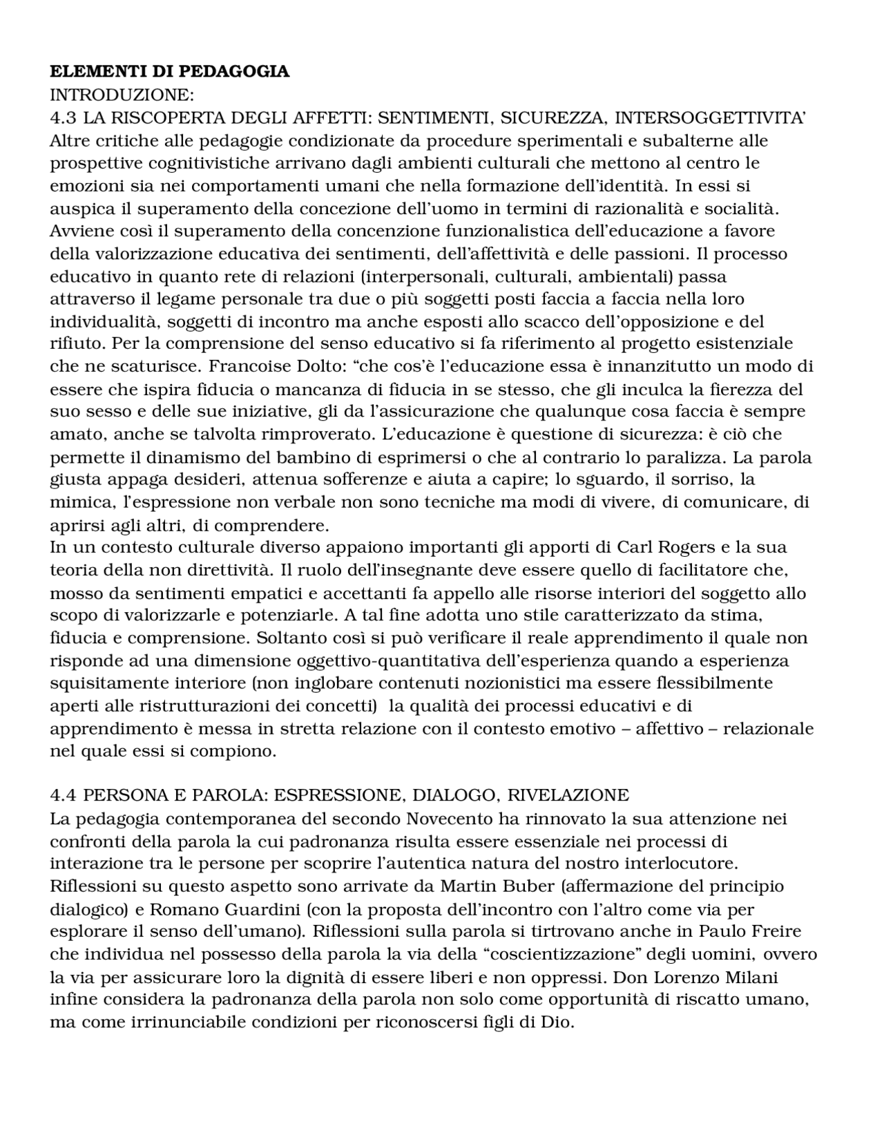 Sintesi Elementi Di Pedagogia Giorgio Chiosso Docsity