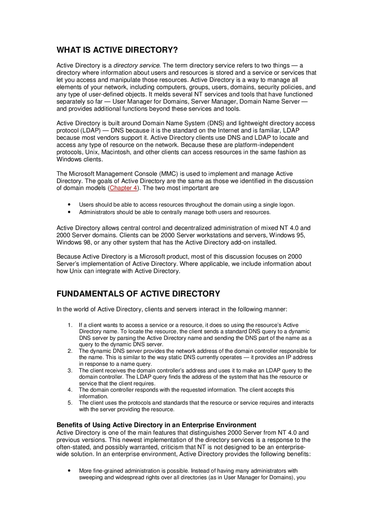 FUNDAMENTALS OF ACTIVE DIRECTORY - Docsity