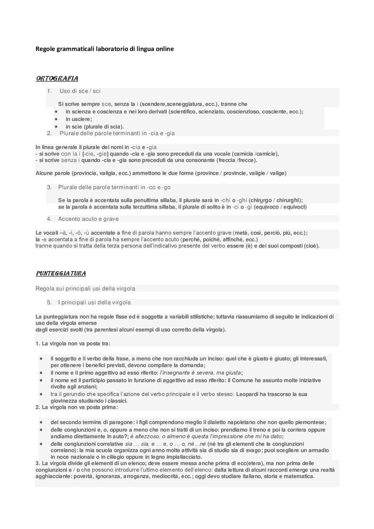 Regole Grammaticali Docsity