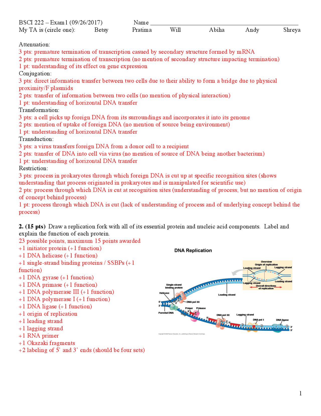 Exam 1 Principles Of Genetics Bsci 222 Exams Genetics Docsity