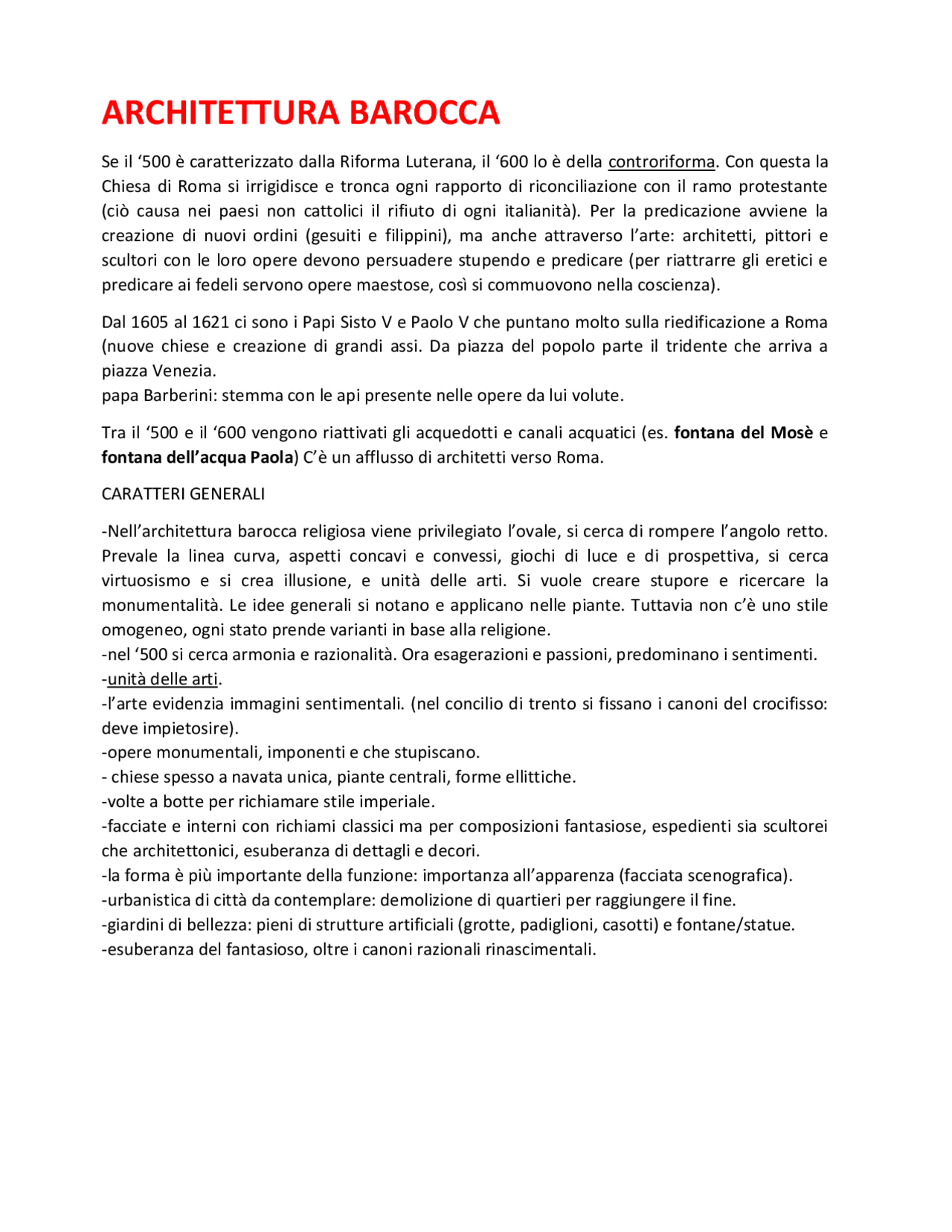 Storia Dellarchitettura Barocca Docsity