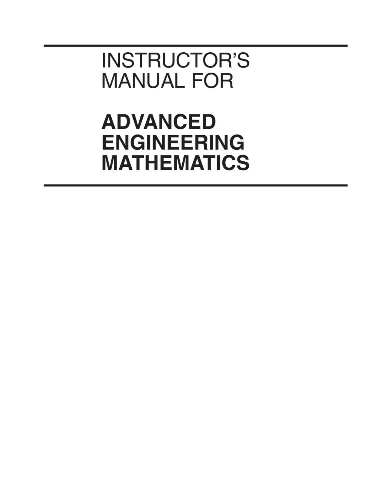 Advance Engineering Mathematics 9th Edition Instructor's Manual | Study ...