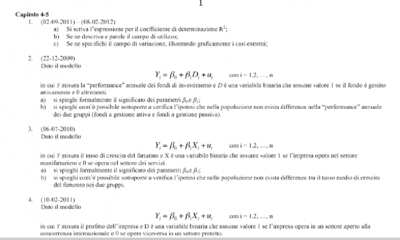 Esercizi Di Econometria Docsity