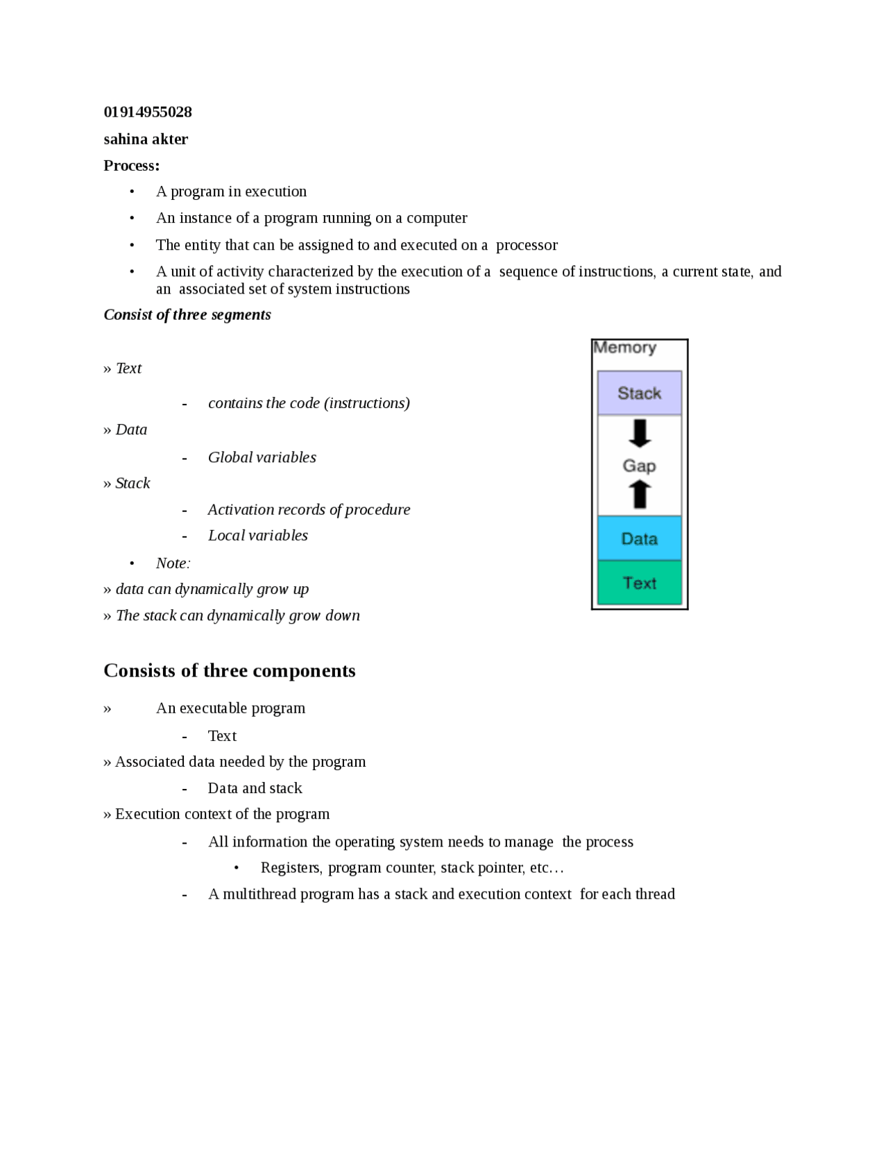 Operation System Process Thread Docsity