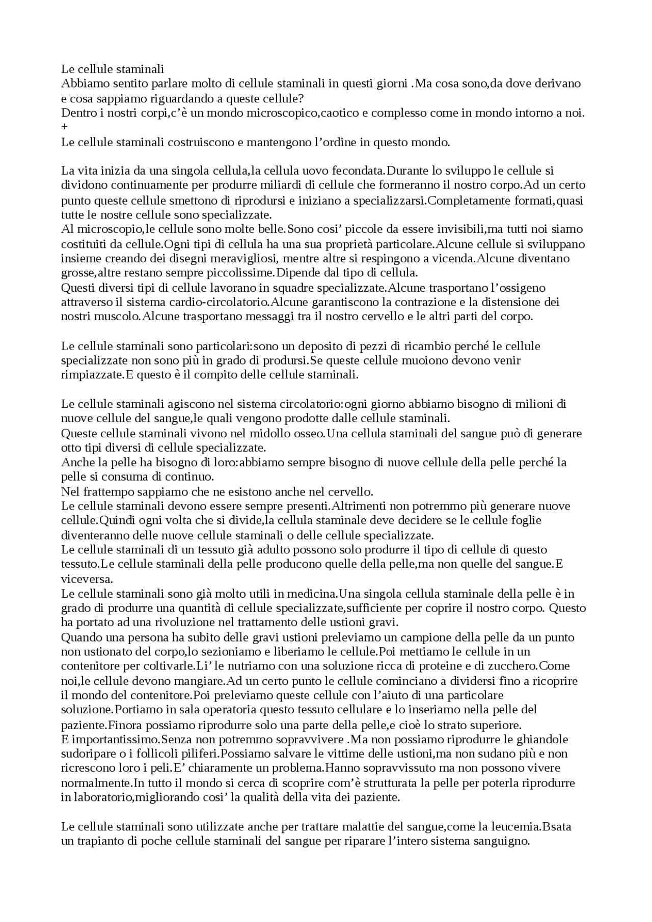 Le Cellule Staminali Docsity