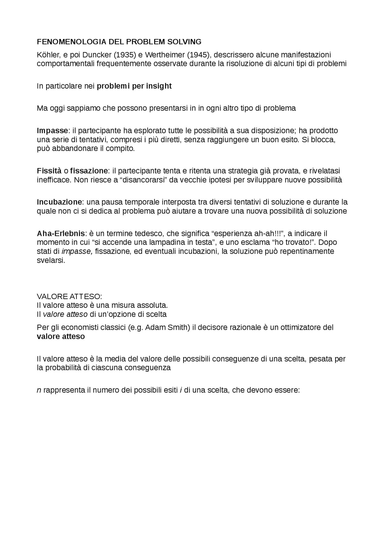 Domande Esame Apprendimento Pensiero E Decisione Cherubini Docsity