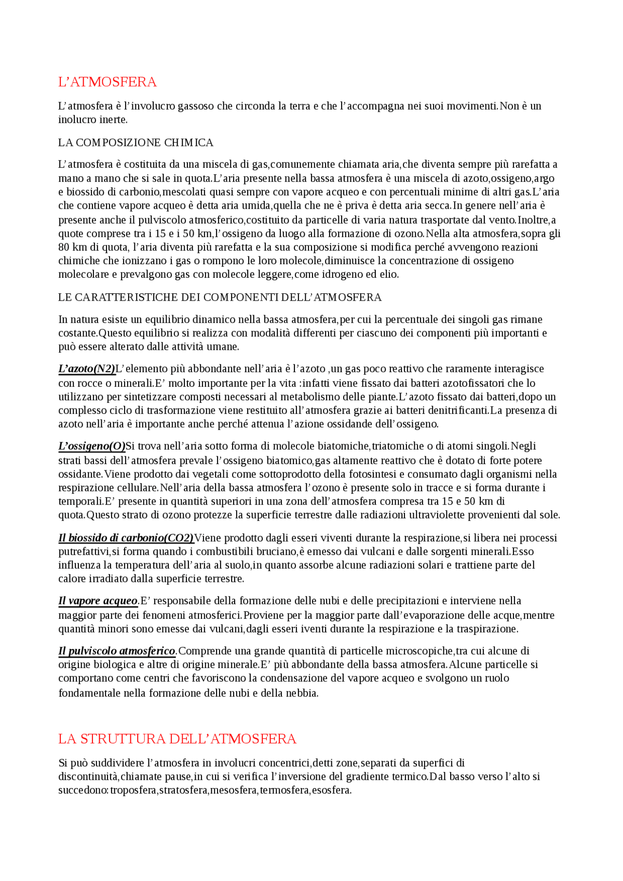 L'atmosfera e i fenomeni - Docsity