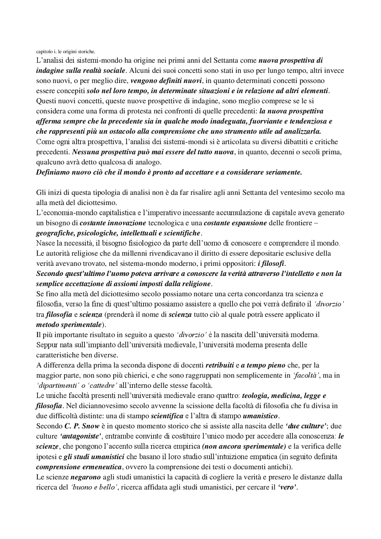 Comprendere Il Mondo Immanuel Wallerstein Docsity