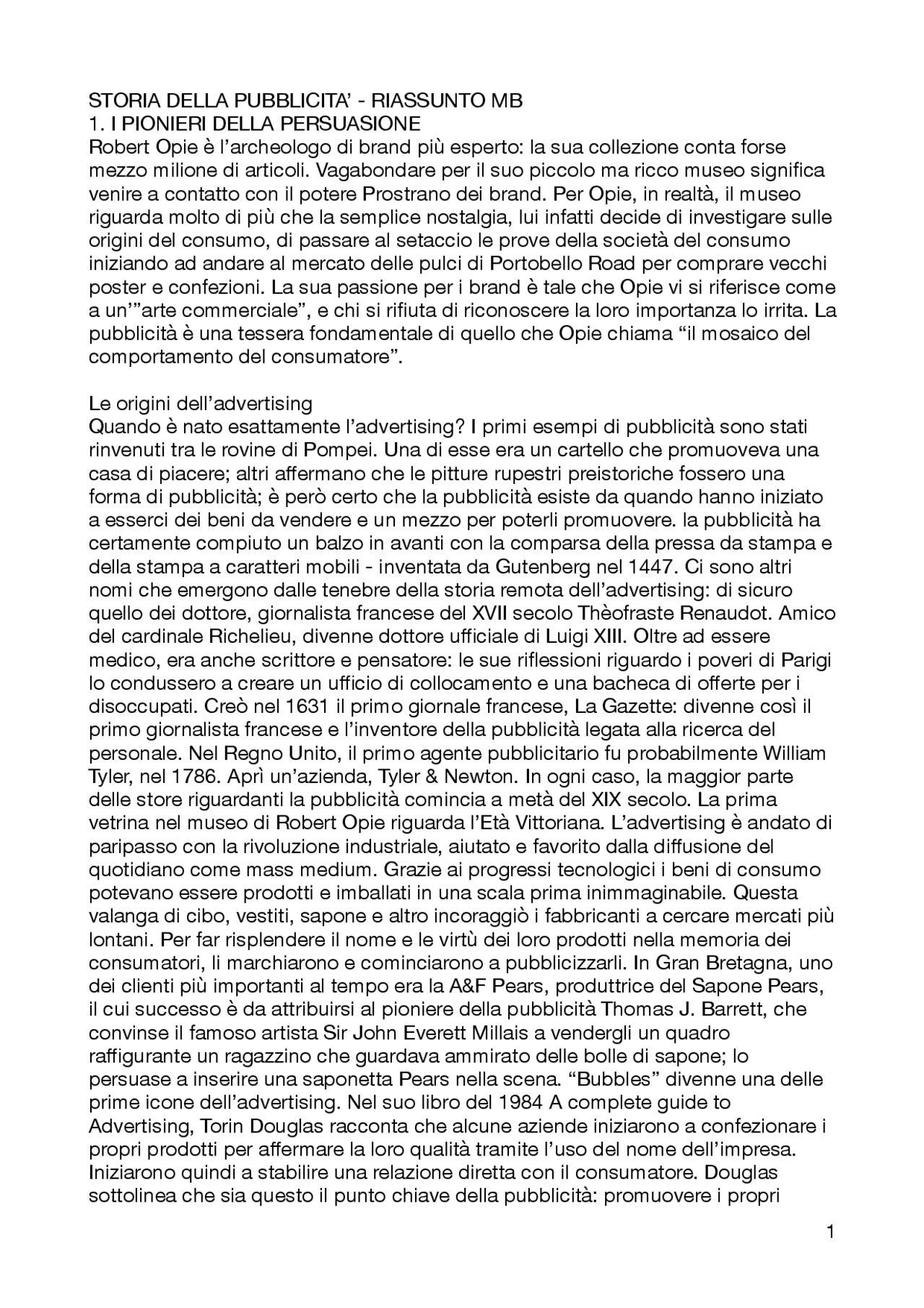 Riassunto Storia Della Pubblicità Mark Tungate Docsity