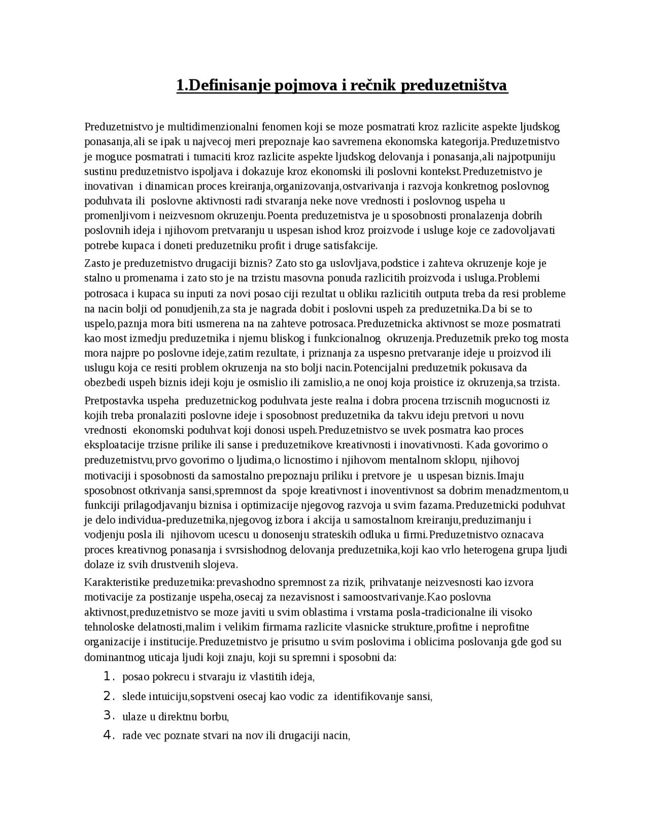 Preduzetnistvo Skripta Rezime Predlog Ekonomija Docsity